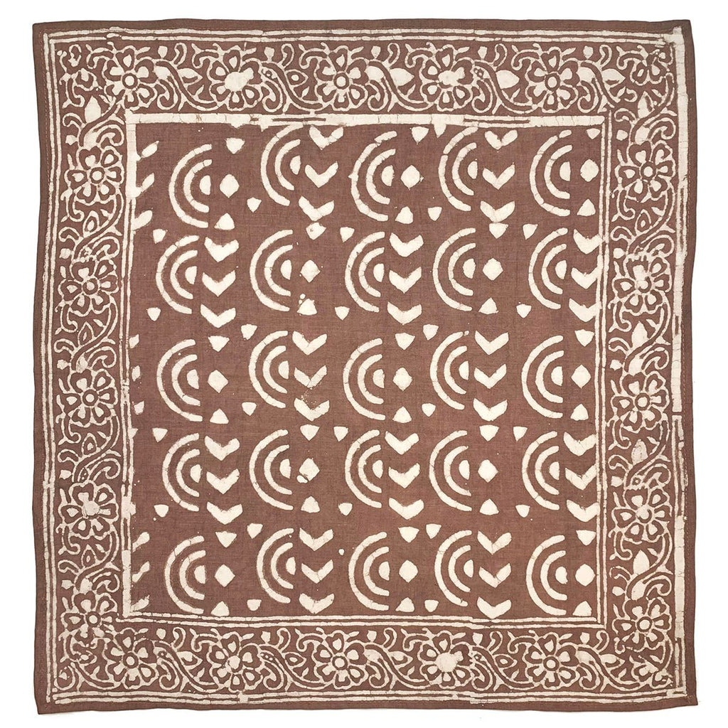 Anju Jewelry Block Printed Bandana - Light Brown Round and Triangle ...