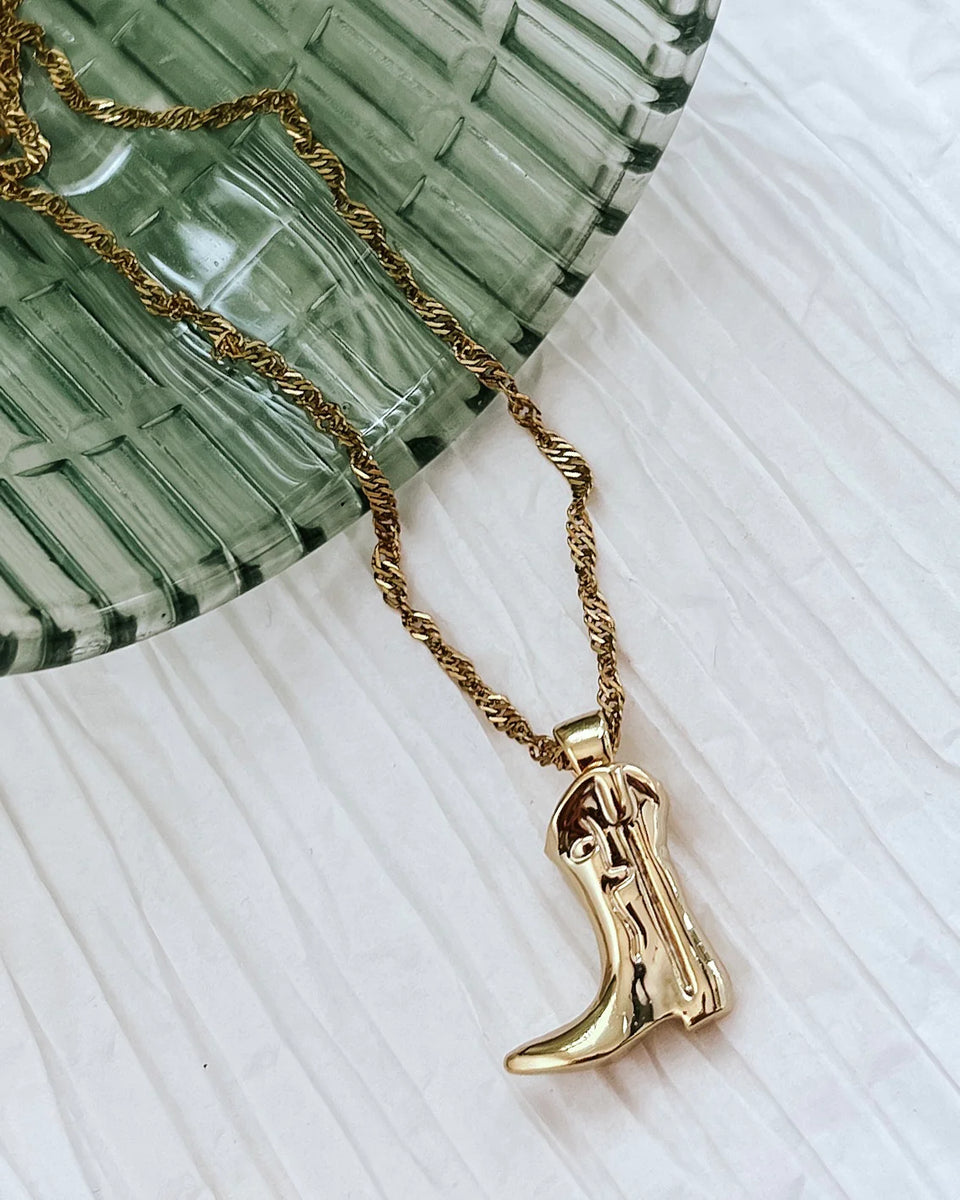 Beljoy Cowgirl Up Western Boot Necklace - Gold – Terra Shepherd ...