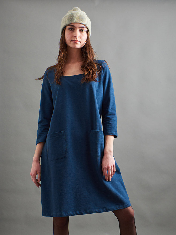 Mata Traders Organic Cotton Sylvan Dress in Loop Knit Blue – Terra ...