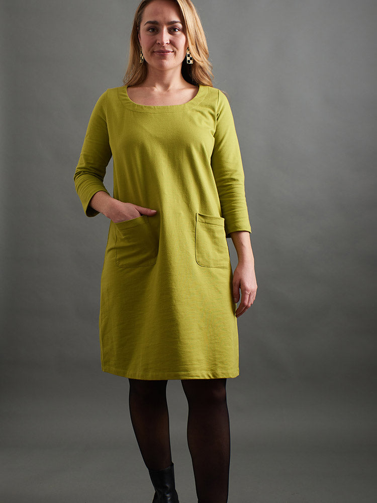 Mata Traders Organic Cotton Sylvan Dress in Loop Knit Moss – Terra ...