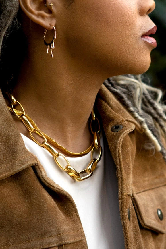 Peter + June Zoe Pretty in Link 24K Gold Plated Chain Link Necklace ...