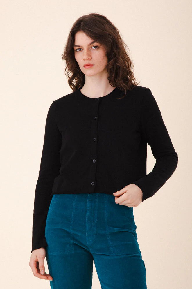 Prairie Underground Organic Cotton Fleece Knit Undone Cardi in Black ...